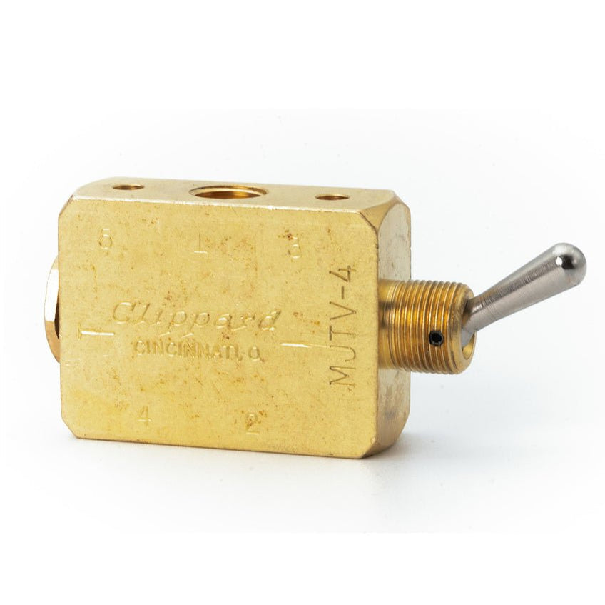Air Switch Valve, 4-Way 2-Position Toggle Lever 1/8", Clippard MJTV-4 ...