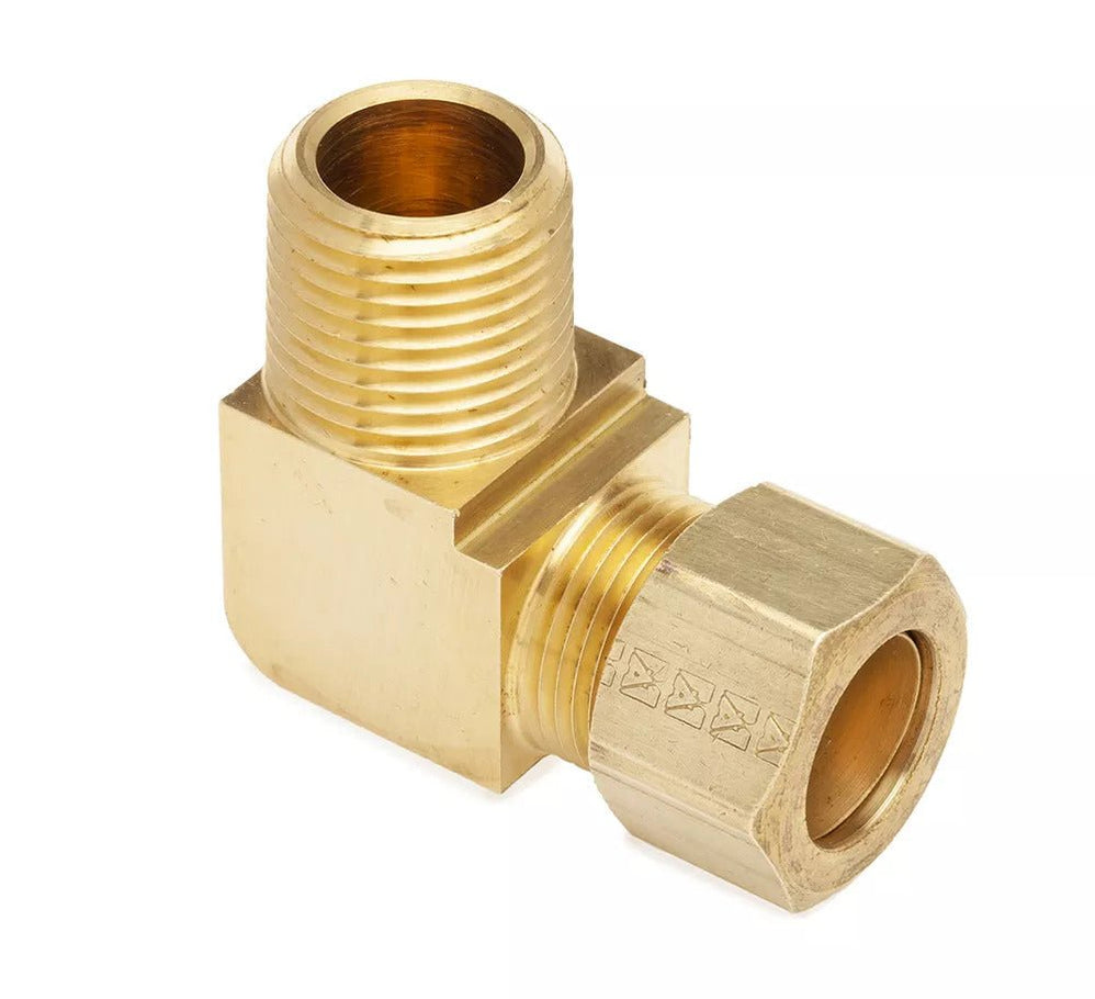 Compression Fitting, 90 Degree, 5/8" Tube x 1/2" NPT, Brass Bar Stock ...