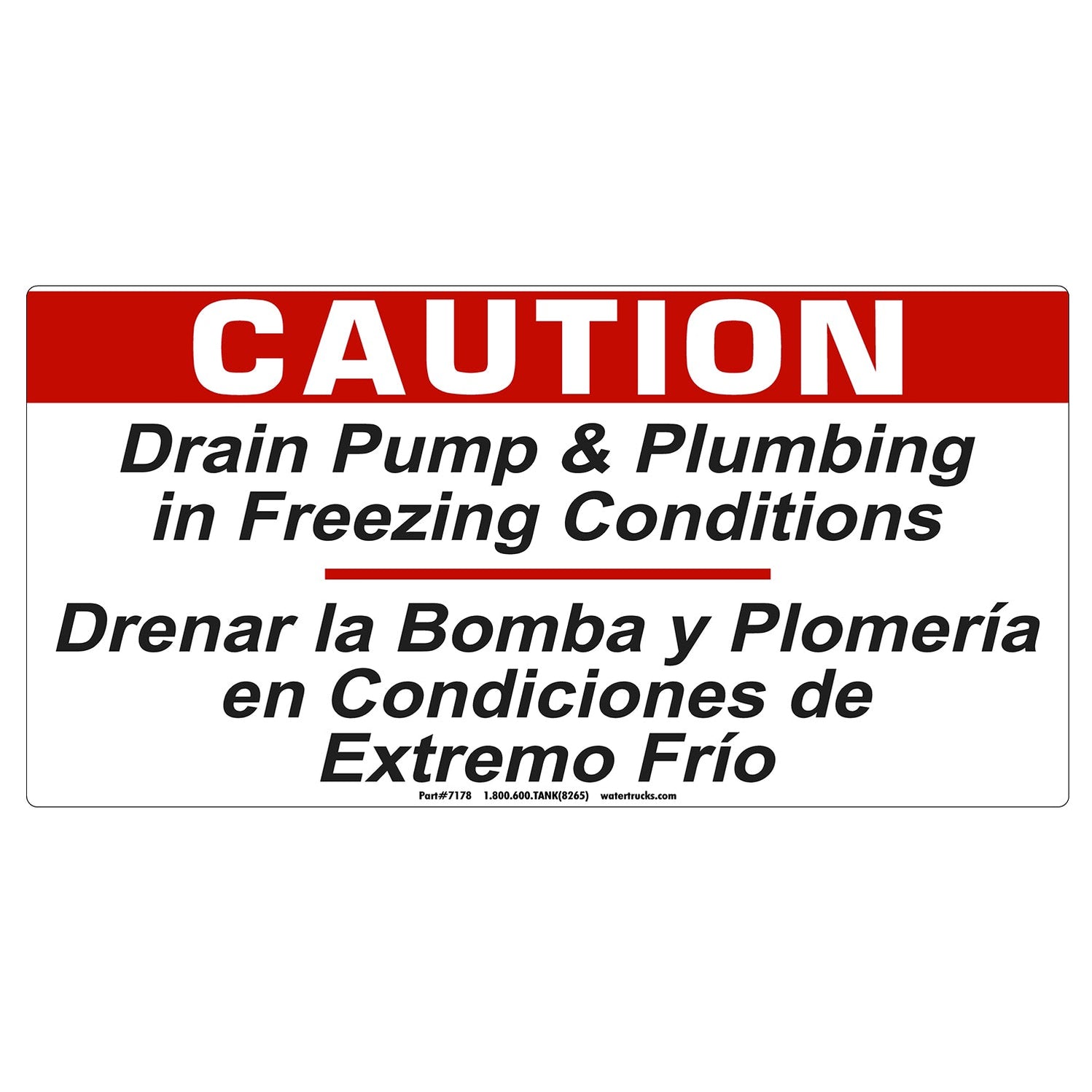 Decal Warning, Drain and Winterize Pump, 6" Height x 12" Width ...
