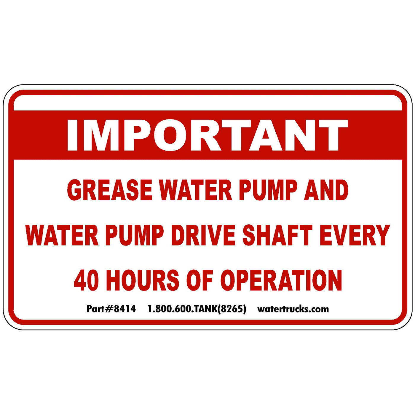 Decal Warning, Grease Pump, 3" Height x 5" Width, UnitedBuilt ...